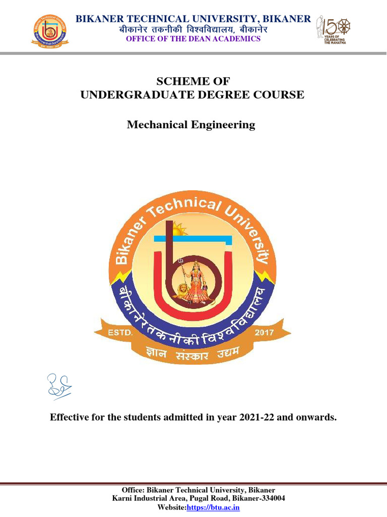 Scheme of Mechanical Engineering | PDF | Mechanical Engineering ...
