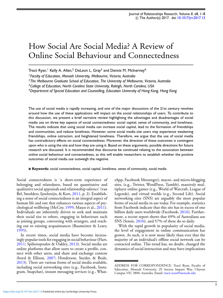 How Social Are Social Media A Review of Online Social Behaviour and ...