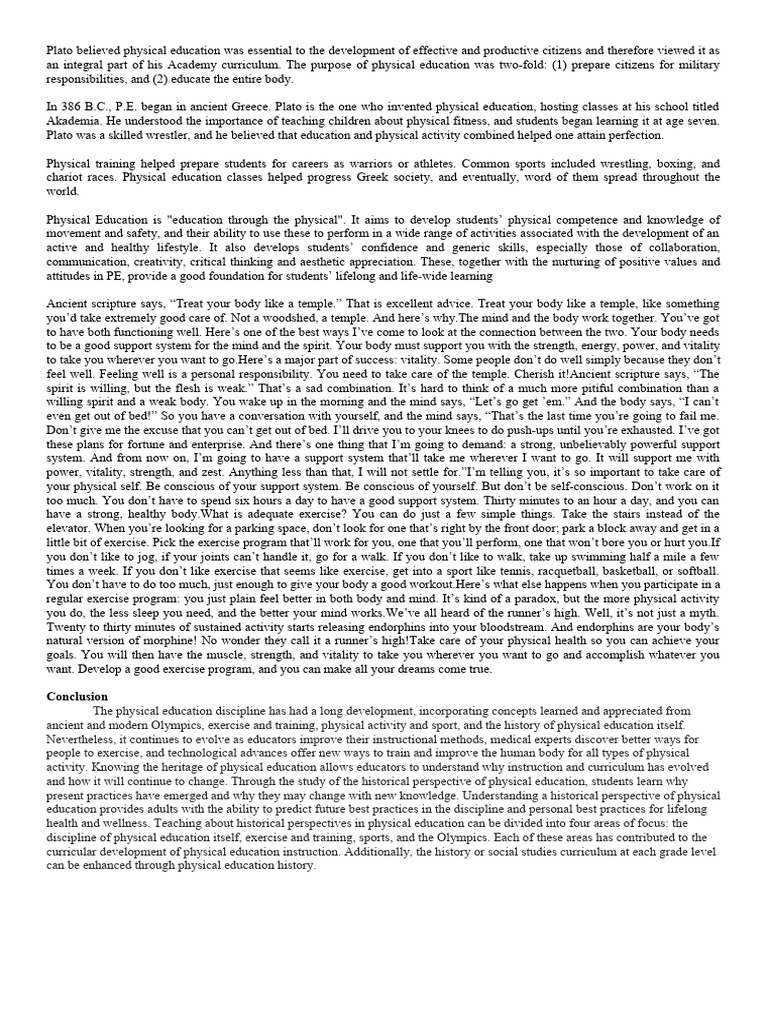 P E Intro | PDF | Physical Education | Curriculum