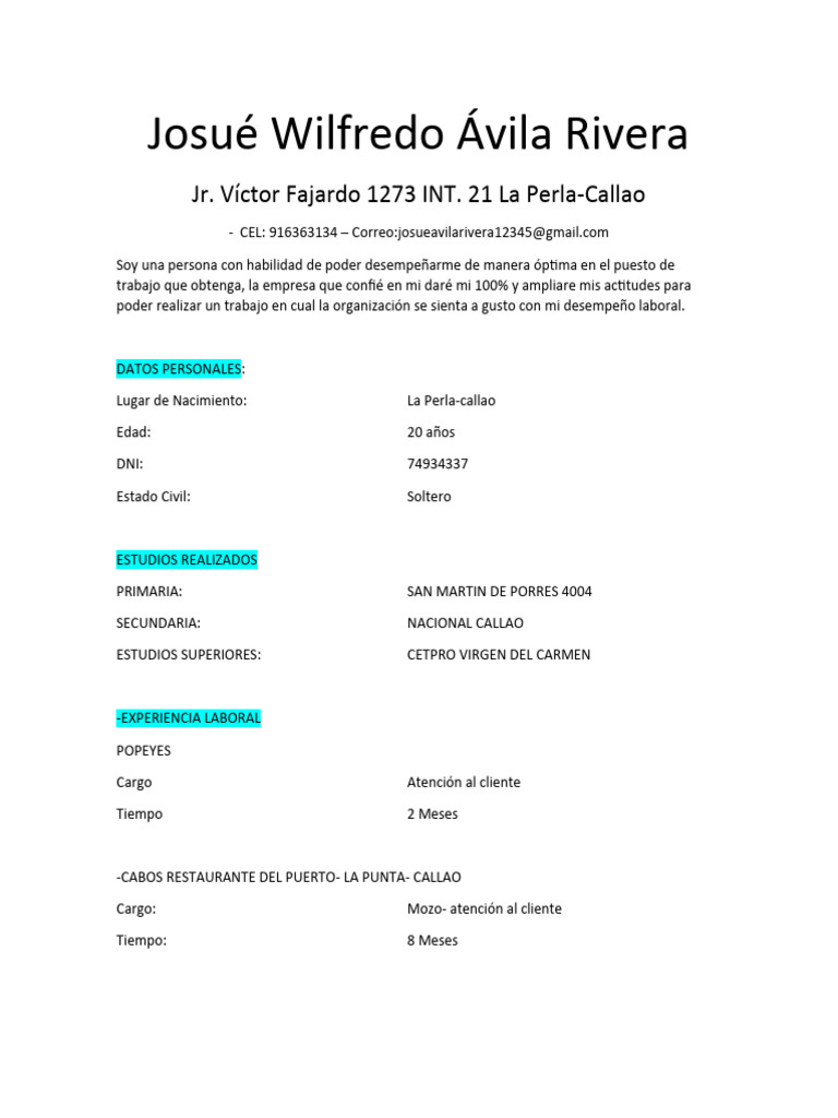 Josué Wilfredo Ávila Rivera | PDF