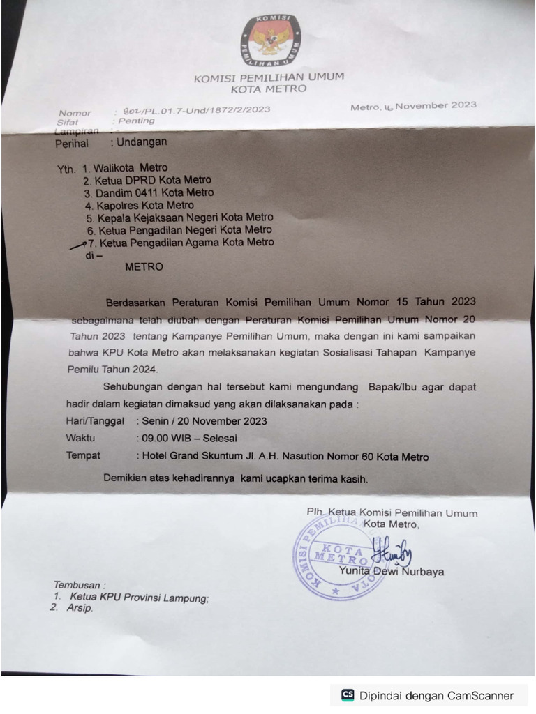 Contoh Undangan Sosialisasi Kpu | PDF