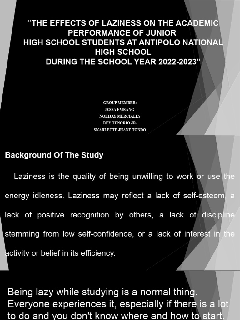 The Effects of Laziness On The Academic Performance of Junior High ...