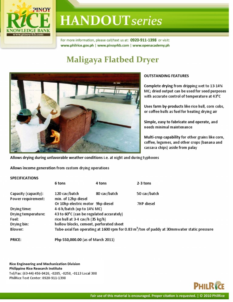 Maligaya Flatbed Dryer Specifications | PDF | Computers | Technology ...