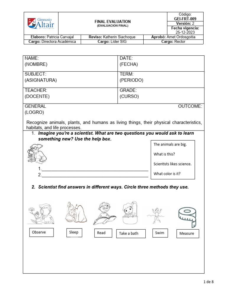 Gei-Frt-009 Final Evaluation-Science-2a | PDF | Earth Sciences