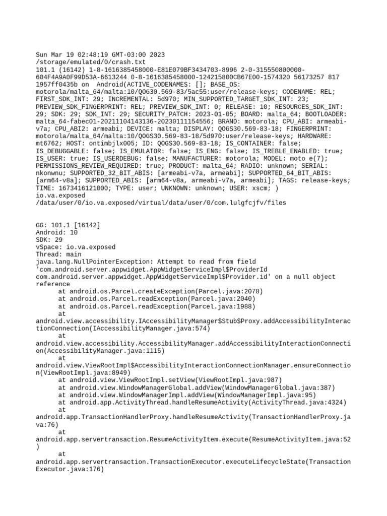Crash | PDF | Java (Programming Language) | Android (Operating System)