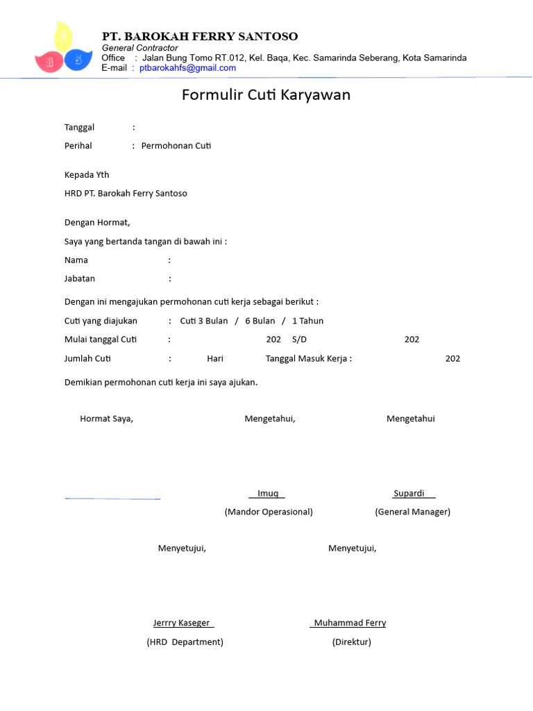 Formulir Cuti Karyawan (Format Baru) | PDF