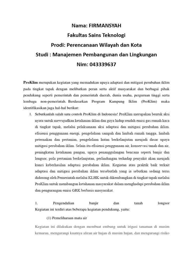 Tugas 3 FIRMANSYAH Manajemen Pembangunan Dan Lingkungan | PDF