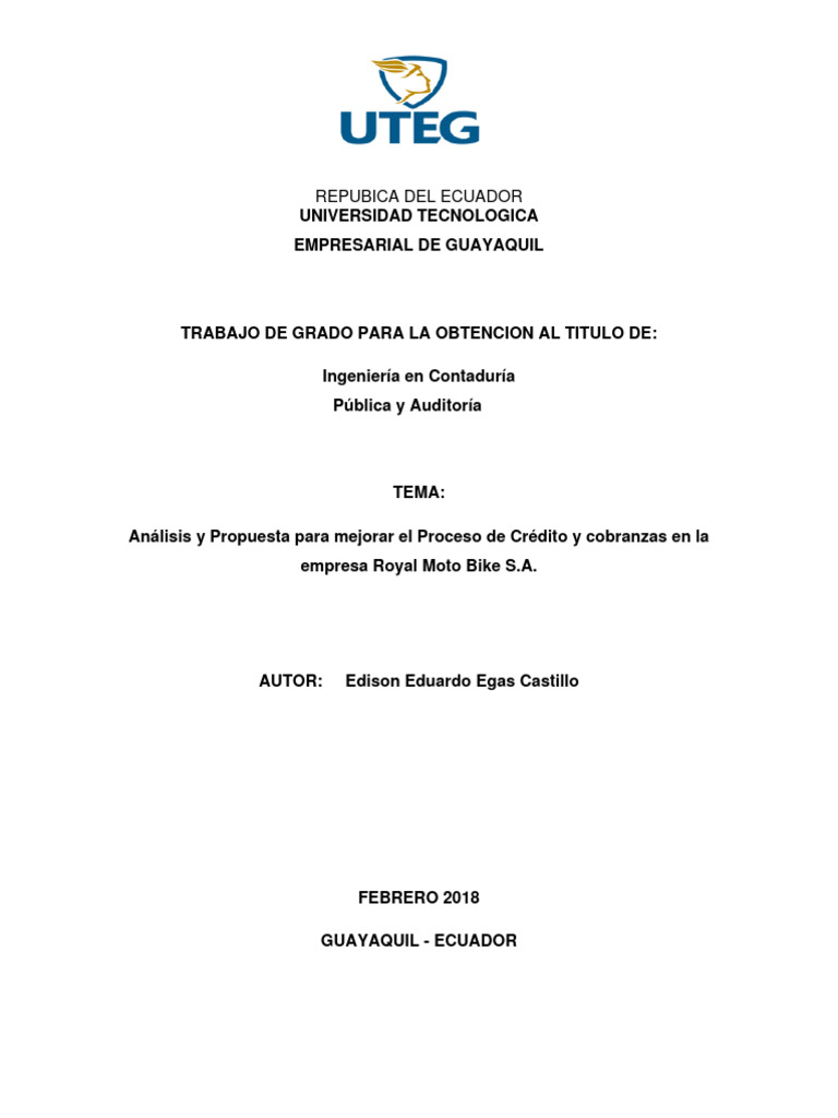 Analisis y Propuesta para Mejorar El Proceso de Credito y Cobranzas en ... Analisis y Propuesta para Mejorar El Proceso de Credito y Cobranzas en ...