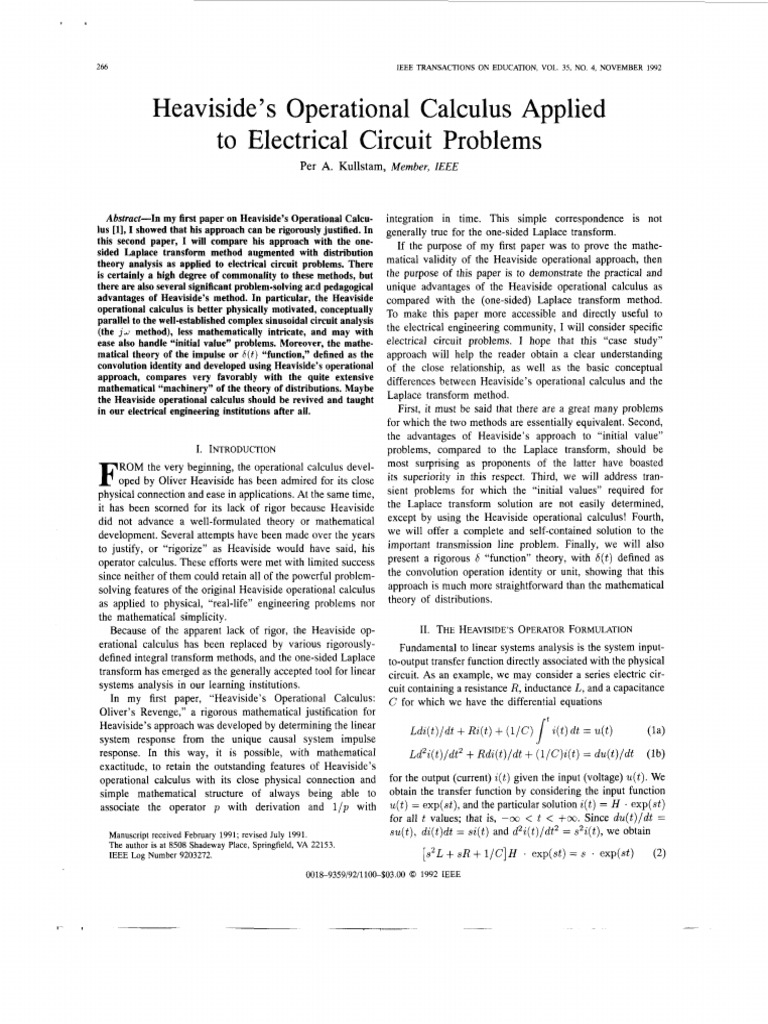Kullstam1992 Método de Heaviside y T.Laplace | PDF | Laplace Transform ...