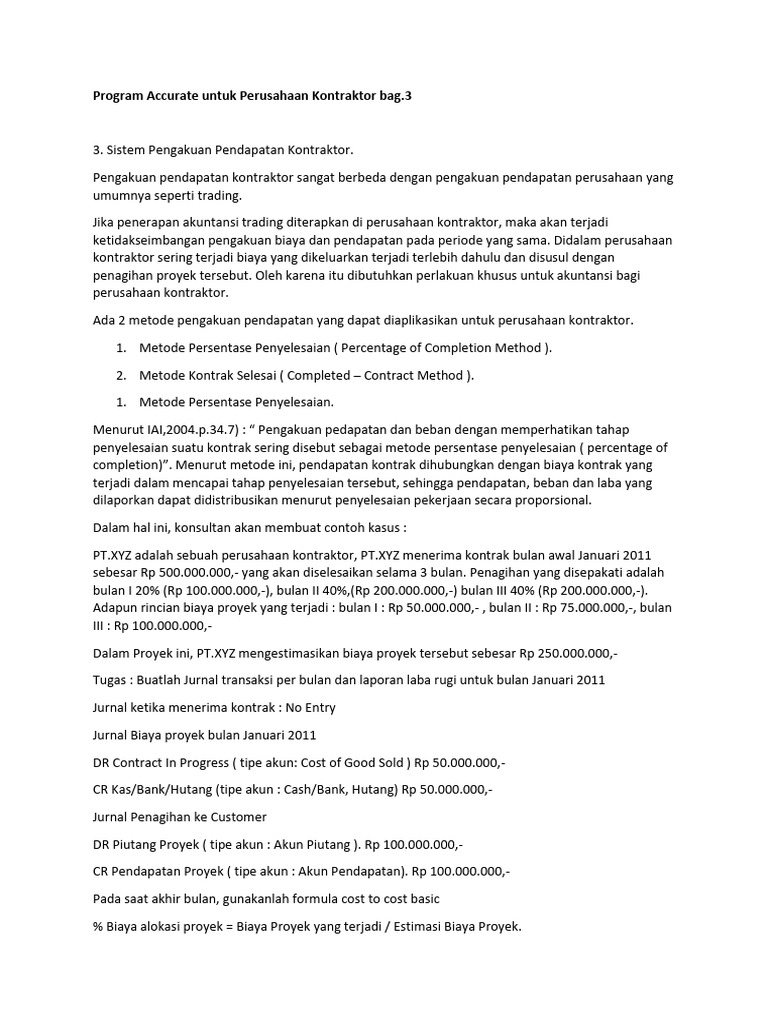 Program Accurate Untuk Perusahaan Kontraktor Bag | PDF