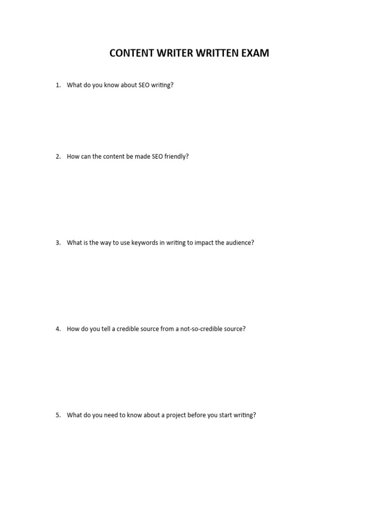 Content Writer Written Exam | PDF | Business | Self-Improvement