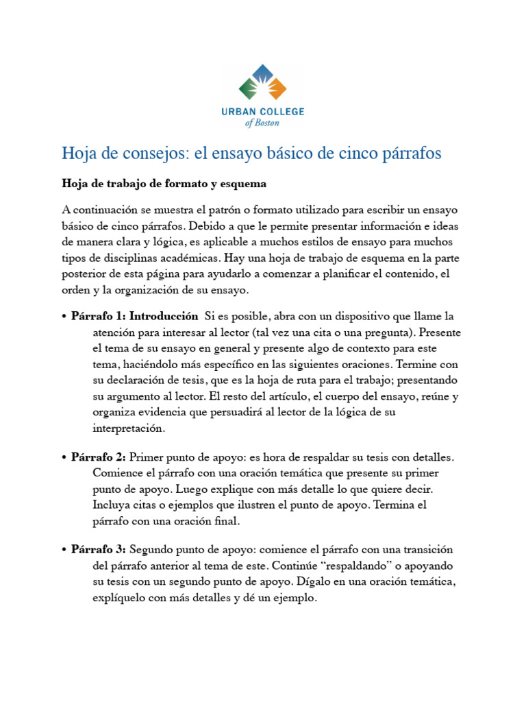 El Ensayo Basico de Cinco Parrafos | PDF | Ensayos