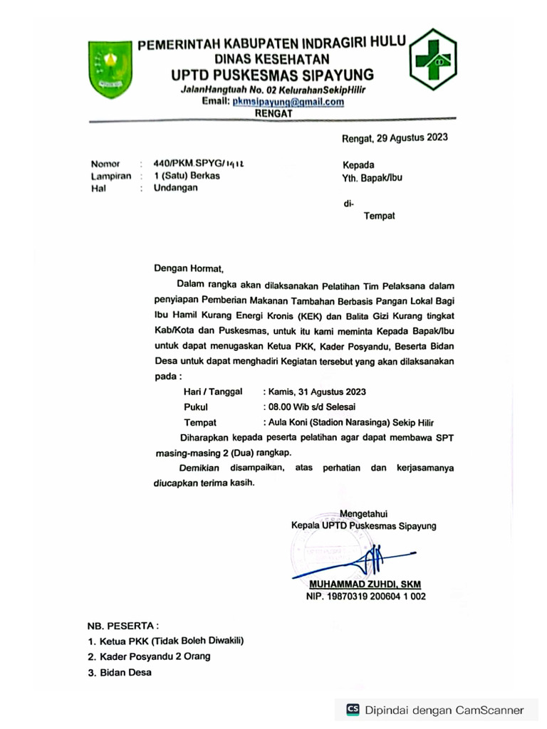 Surat Undangan PMT | PDF