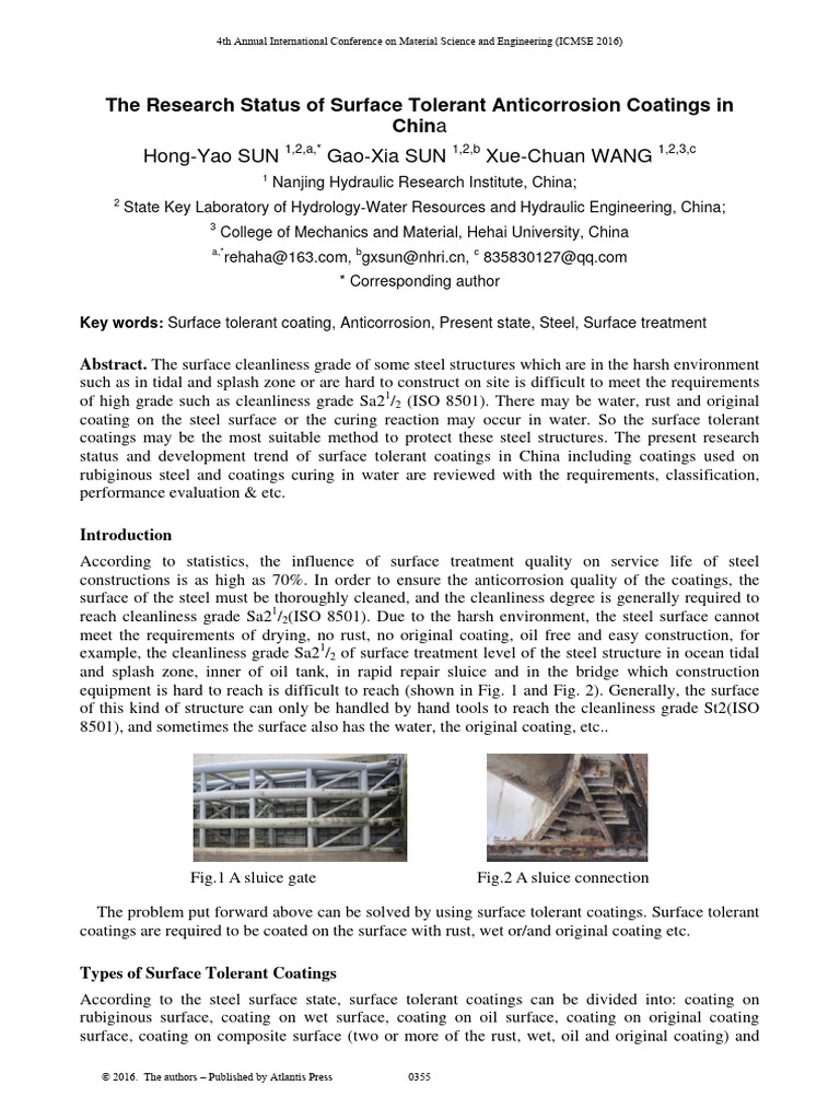 Hong-Yao SUN Gao-Xia SUN Xue-Chuan WANG: The Research Status of Surface ...