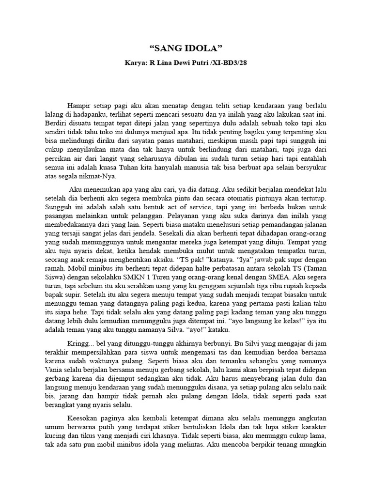 Cerpen Sang Idola - R Lina | PDF