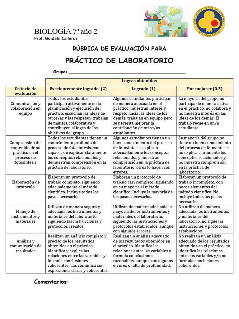Rúbrica Prácticas de Laboratorio | PDF | Evaluación | Science