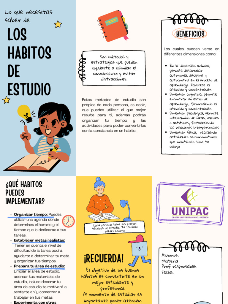 Folleto hábitos de estudio | PDF | Aprendizaje | Ciencias del ...