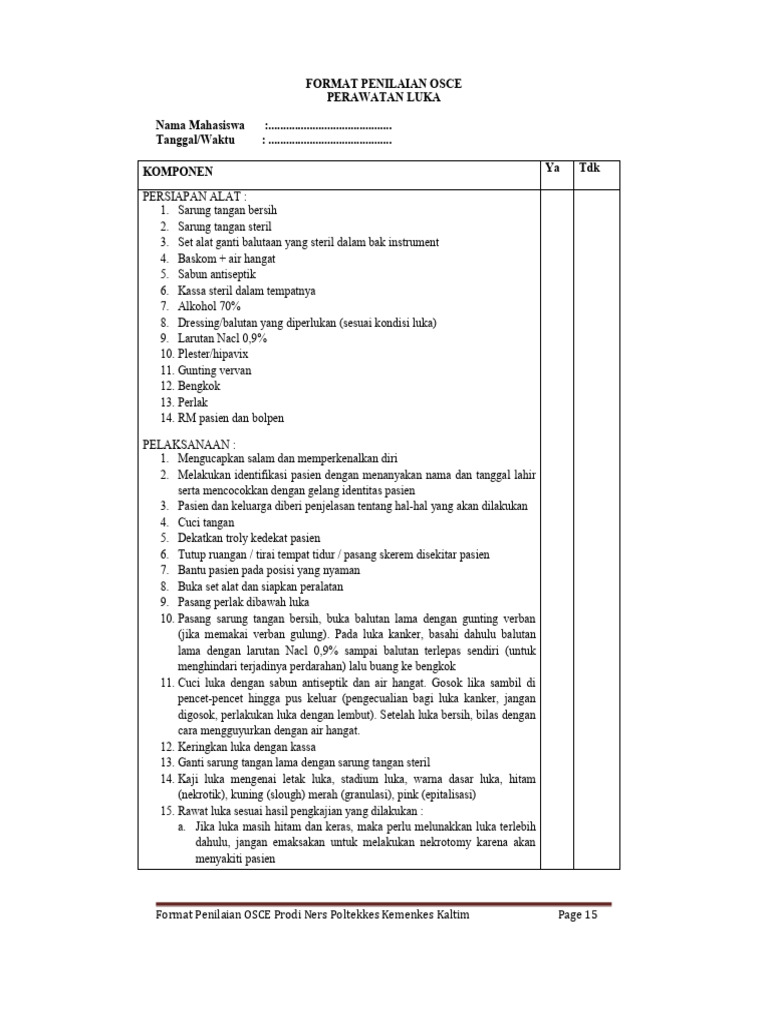 SOP Luka - OSCE NERS KELAS A REGULER 2023 ANGKATAN 8 | PDF