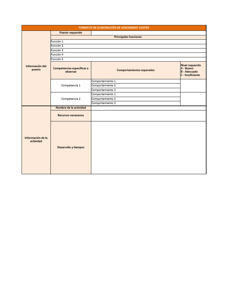 S7 - Formato de Diseño de Assessment Center | PDF