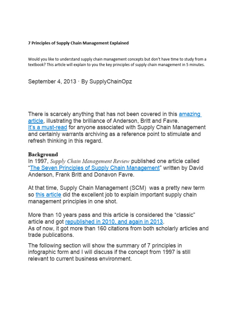 Seven Principles of Supply Chain Management | PDF | Inventory | Warehouse