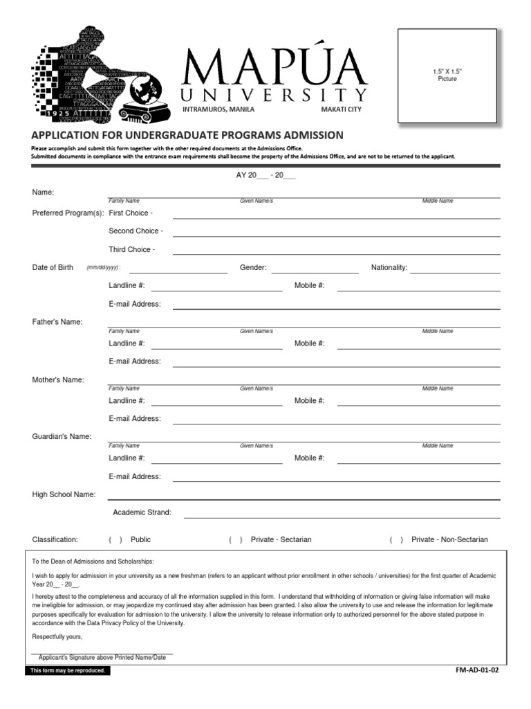 Mapua Undergrad Application | PDF | University And College Admission