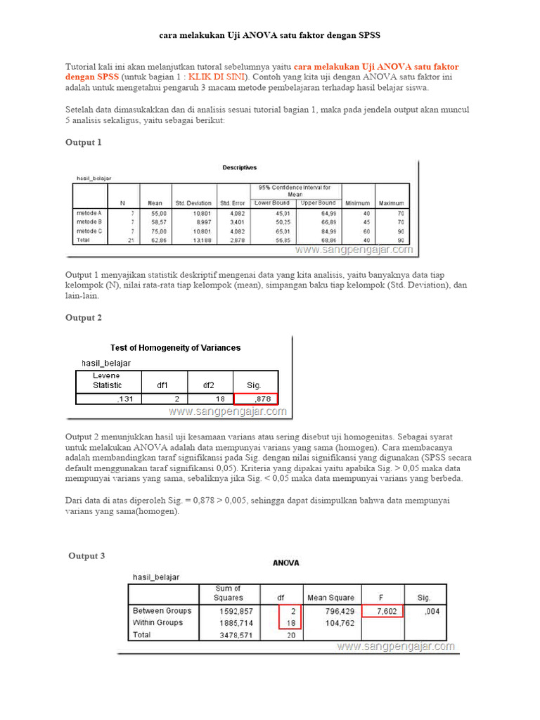 Cara Membaca Tabel Anova | PDF
