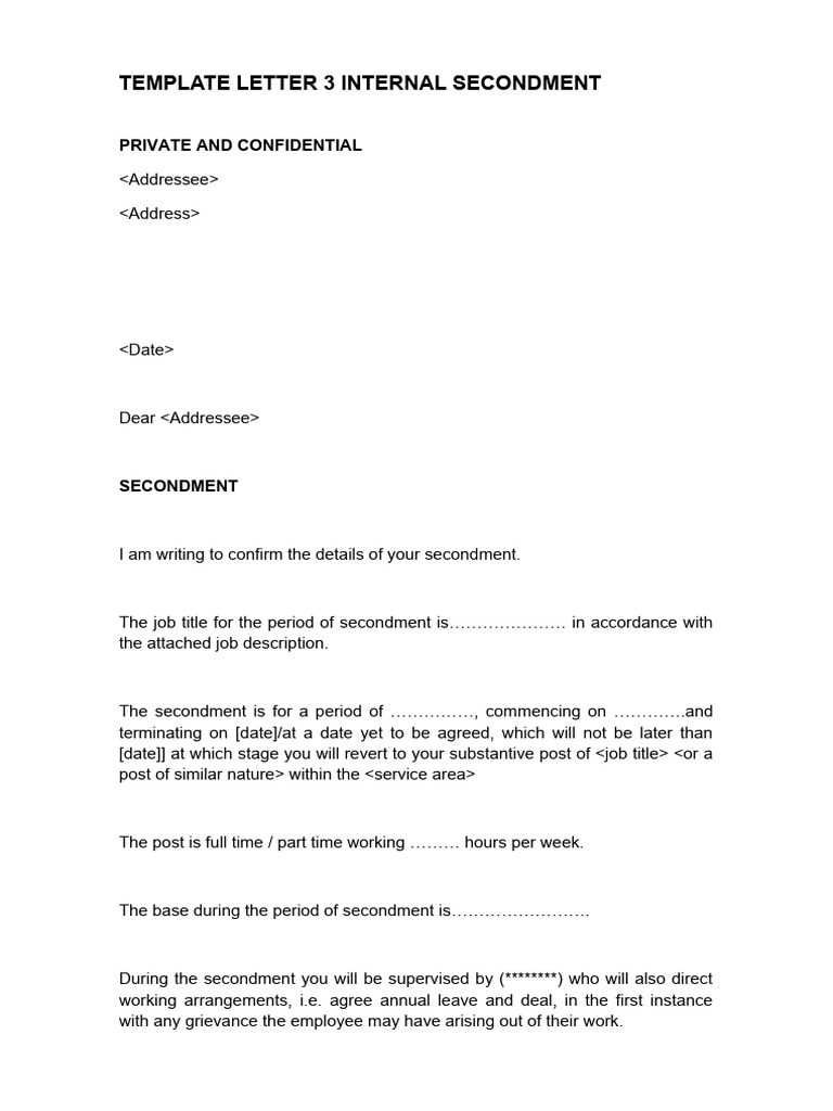 Internal Secondment Confirmation Letter | PDF | Finance & Money Management