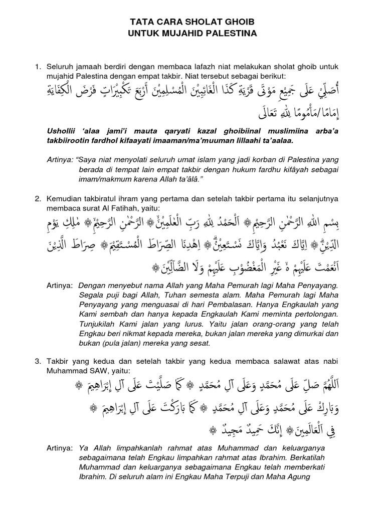 Tata Cara Sholat Ghoib Bacaan Panjang | PDF