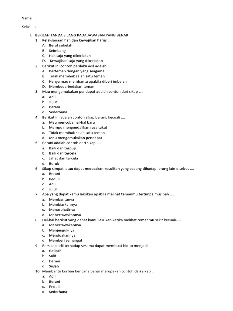 Soal Pak Kelas 3 | PDF