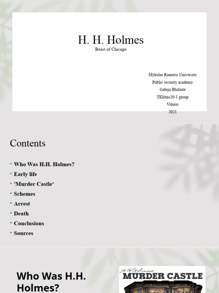 H H Holmes | PDF | Crimes | Crime & Violence