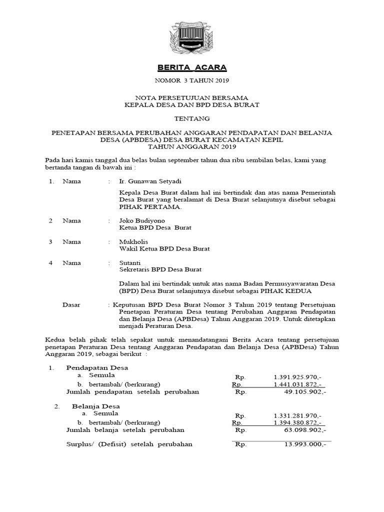 Berita Acara BPD | PDF