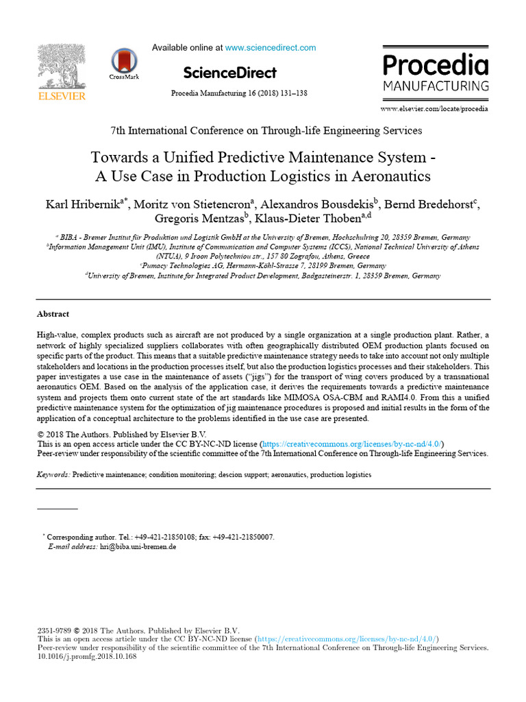 Use Case Towards A Unified Predictive Maintenance System Pdf Data Analysis Databases