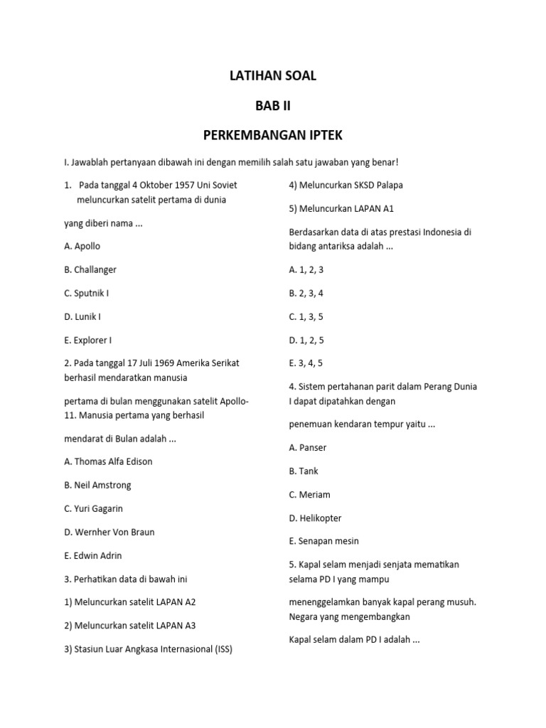 Latihan Soal Perkembangan Iptek | PDF | Sains & Matematika | Dewasa Muda