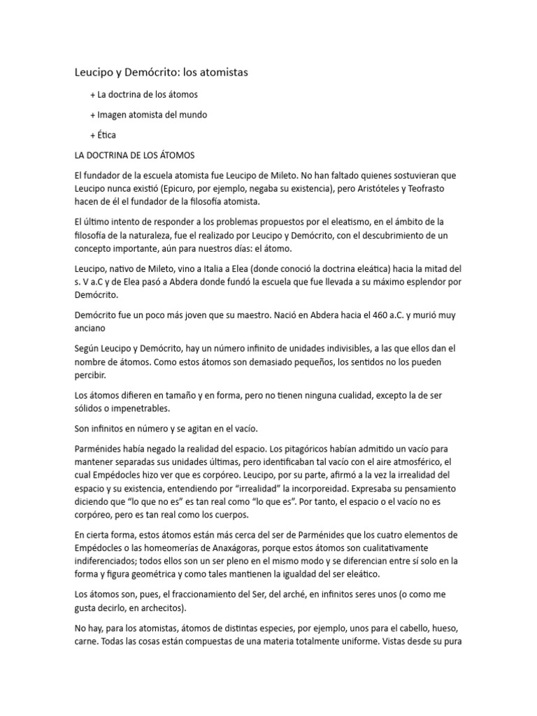 Atomistas - Guion | PDF | Metafísica
