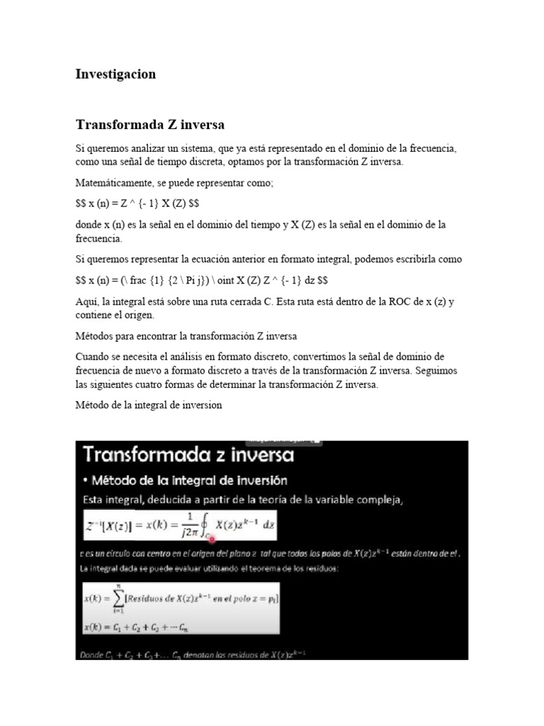 Métodos de Transformada Z Inversa | PDF | Métodos y materiales de enseñanza