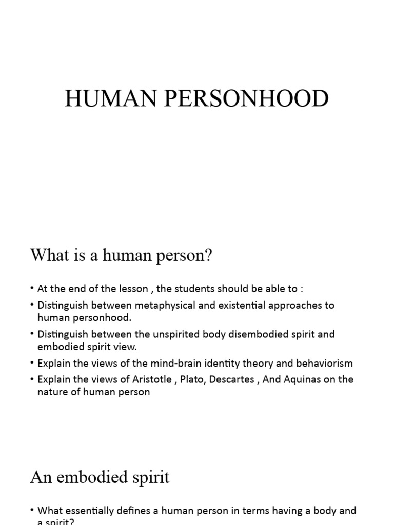 Human Personhood: Philosophical Views | PDF | Soul | Mind