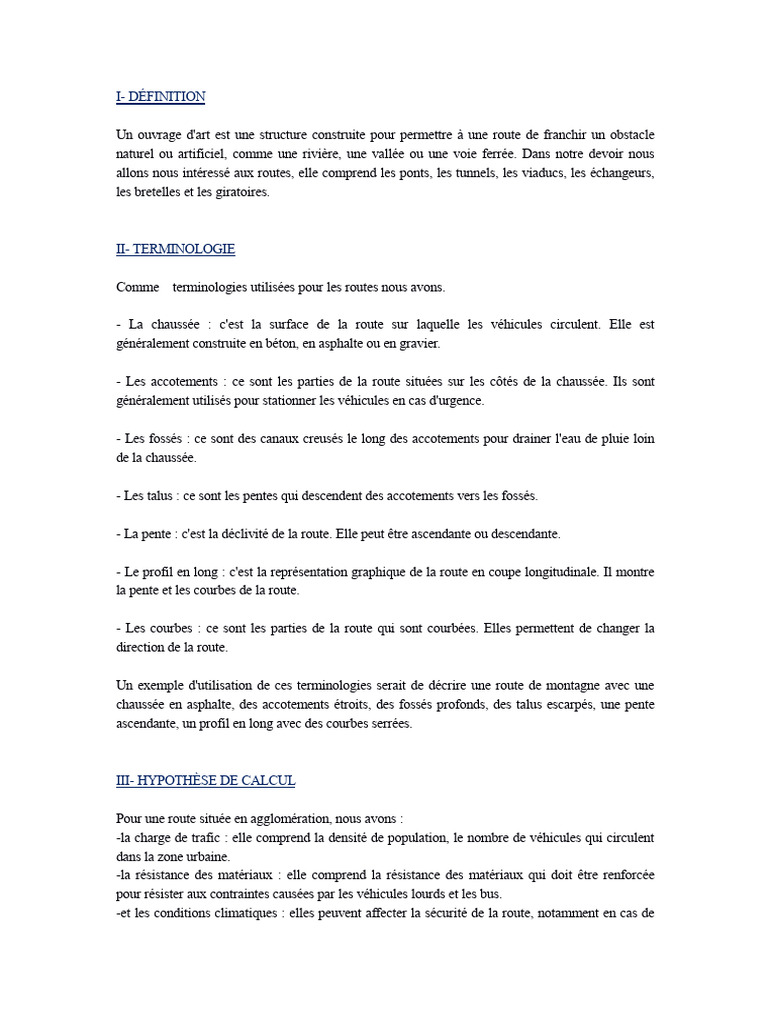 Définition et parties d'une route | PDF | Route | Infrastructure de ...