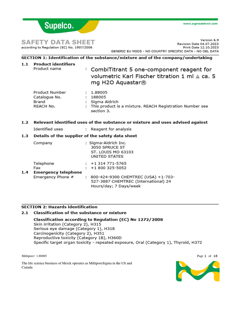 Smds Del COMBITITRANT 5 | PDF | Dangerous Goods | Aluminium