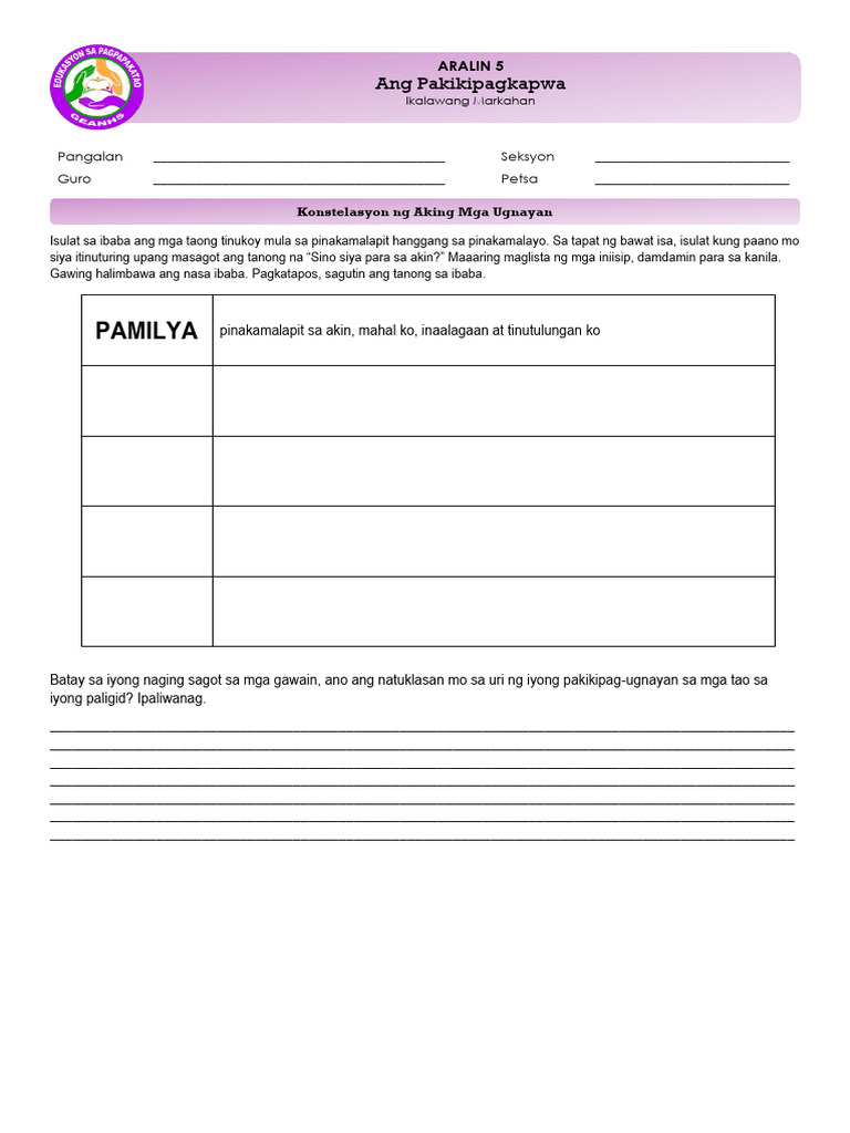 Aralin 5 - Activity Sheet2 | PDF