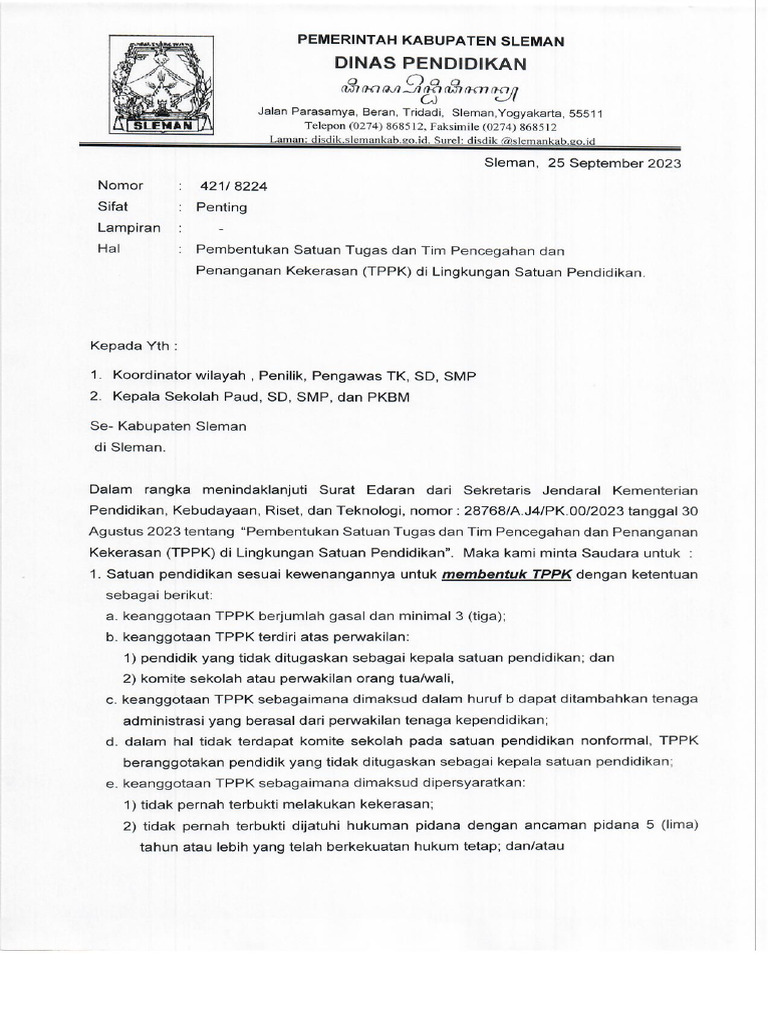 Surat Edaran TPPK | PDF