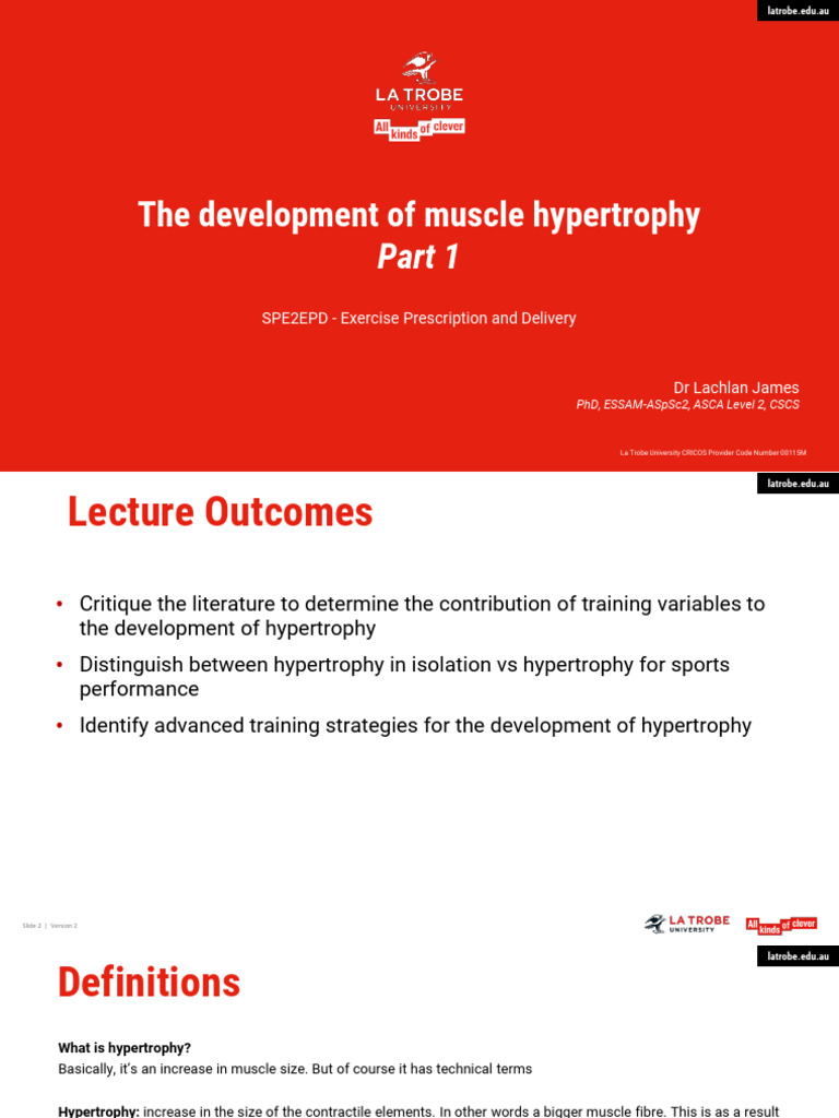SPE2EPD - Lecture 4 - Hypertrophy | PDF | Muscle Hypertrophy | Skeletal Muscle