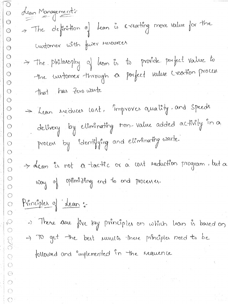 Lean Management Self Notes | PDF