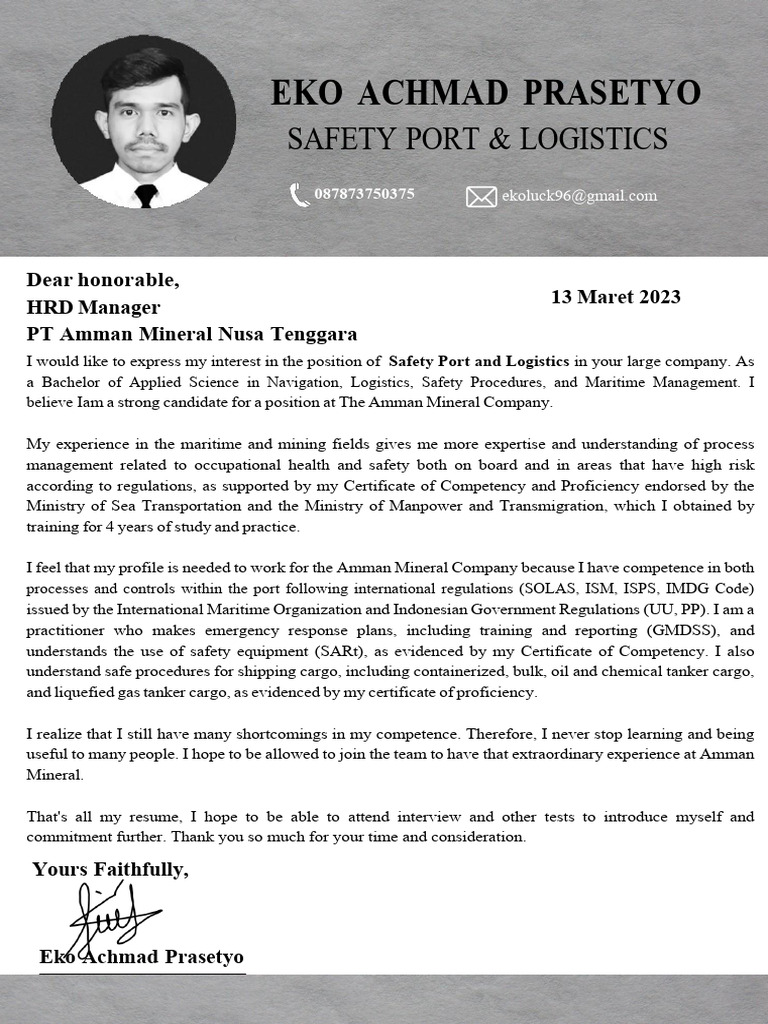 Cover Letter AMMAN | PDF