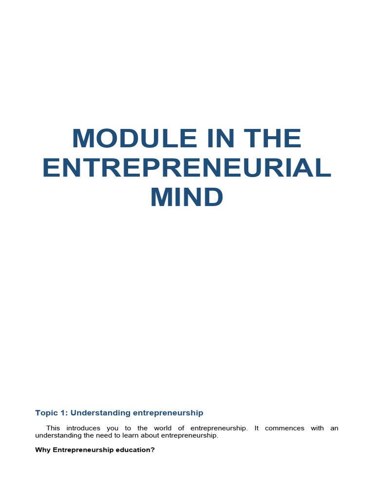 Understanding the Entrepreneurial Mind | PDF | Entrepreneurship | Mindset