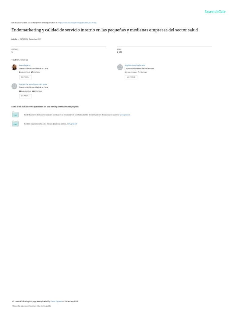 Endomarketing y Calidad de Servicio Interno en Las Pequeñas y Medianas ...