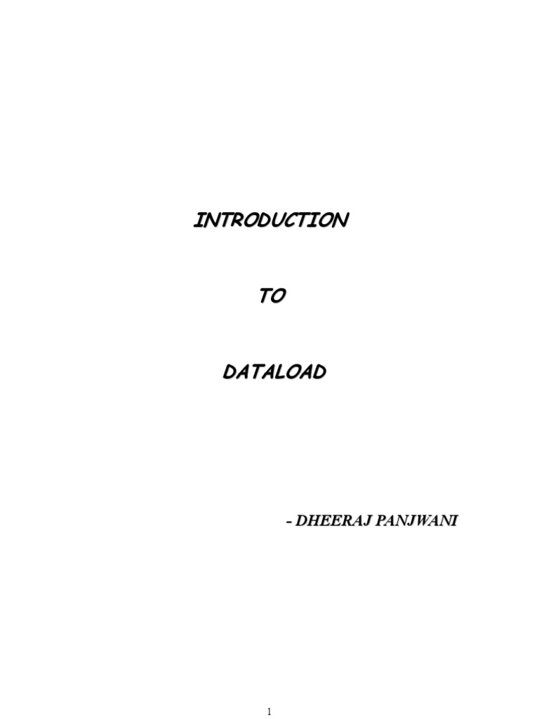 Introduction To Dataload Pdf Business