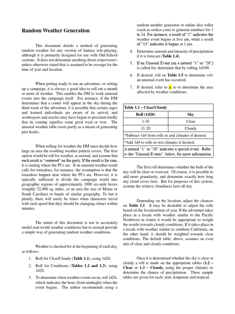 Random Weather Generation | PDF | Precipitation | Storms