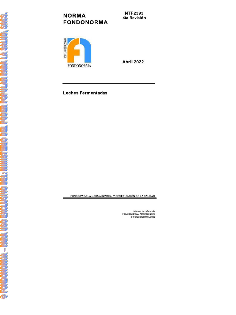 NTF 2393 - 2022 (4ta Rev.) LECHES FERMENTADAS. SACS | PDF