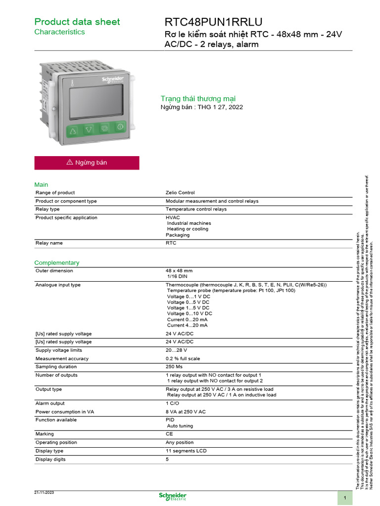 RTC48PUN1RRLU DATASHEET VN vi-VN | PDF | Relay | Thermocouple