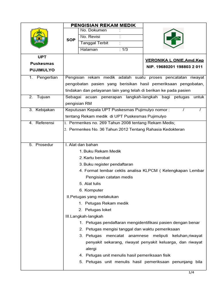 Pengisian Rekam Medik | PDF